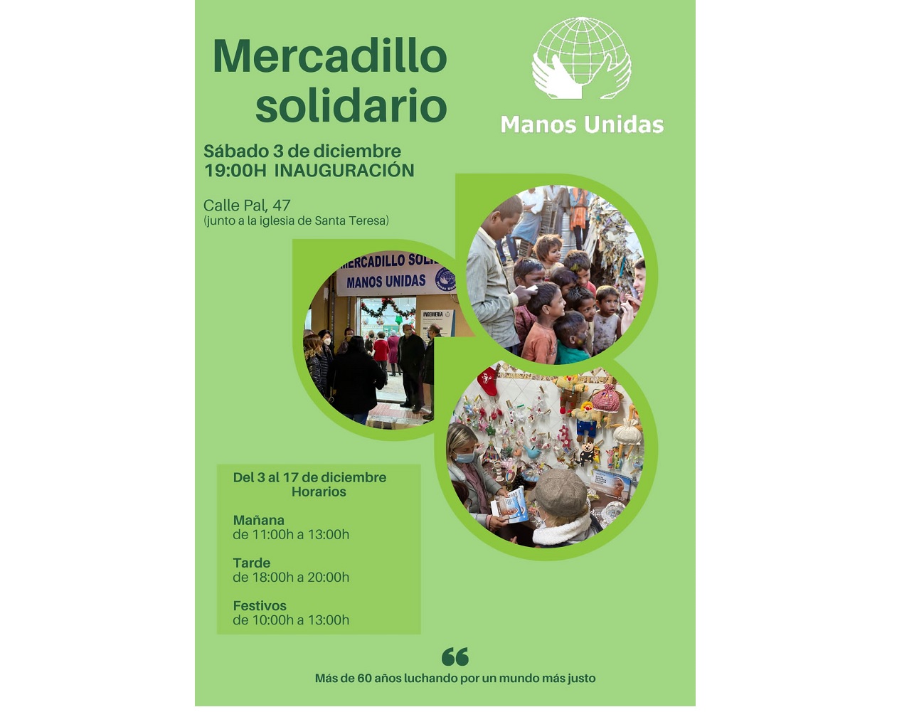 Del 3 al 17 de diciembre, mercadillo solidario de Manos Unidas en El ...